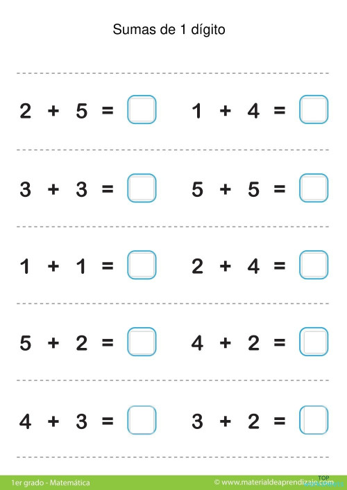 Ejercicios de sumas. Ficha interactiva | TopWorksheets
