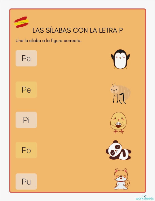 Ejercicio 1: Las sílabas con la letra P. Ficha interactiva | TopWorksheets