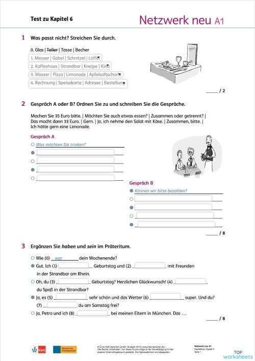 A1-Kapiteltest 6-Netzwerk Neu. Interaktives Arbeitsblatt | TopWorksheets