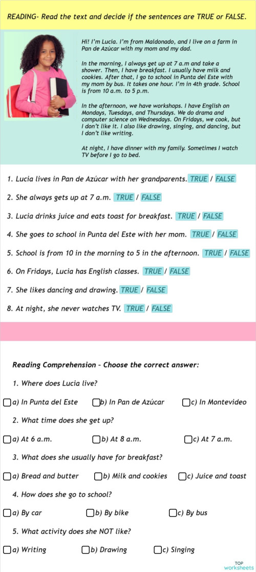 4th- Unit 1 Reading.. Interactive worksheet | TopWorksheets