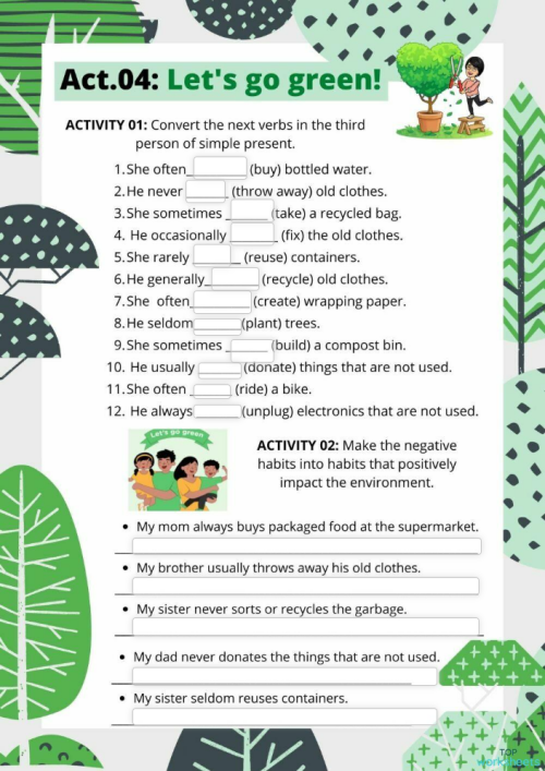 ACT. 04 - LET'S GO GREEN. Ficha interactiva | TopWorksheets