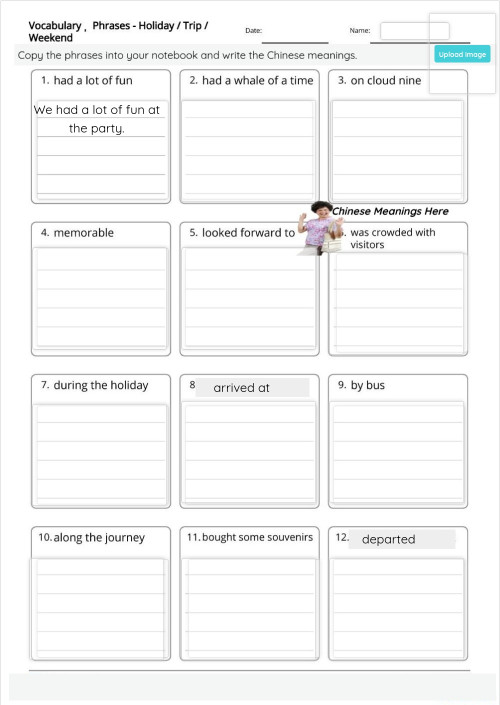 Vocab , Phrases Related to Holiday/ Trip - Sample Sentences - (A2 ...