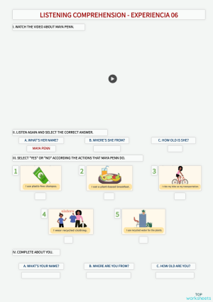 LISTENING COMPREHENSION - EXPERIENCIA. Ficha interactiva | TopWorksheets