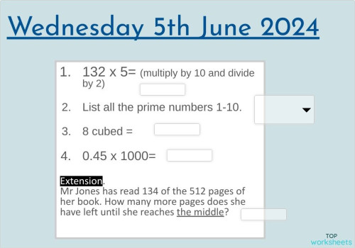 5 A Day 5/06/24. Interactive worksheet | TopWorksheets