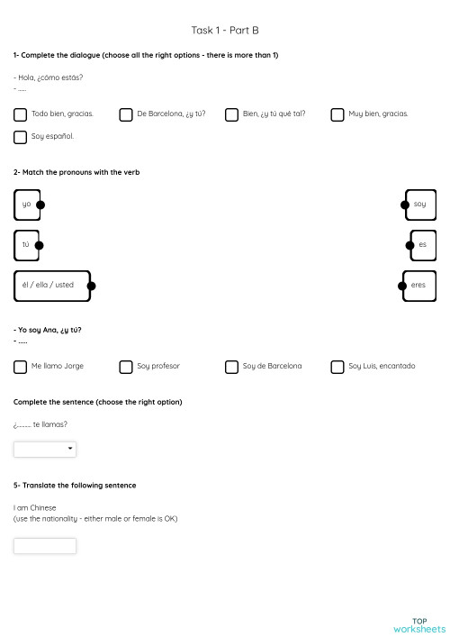 Task 1 - Part B. Ficha interactiva | TopWorksheets Task 1 - Part B. Ficha interactiva | TopWorksheets