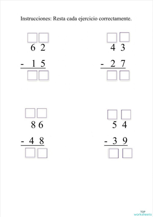 Actividades De Resta Con Reagrupación