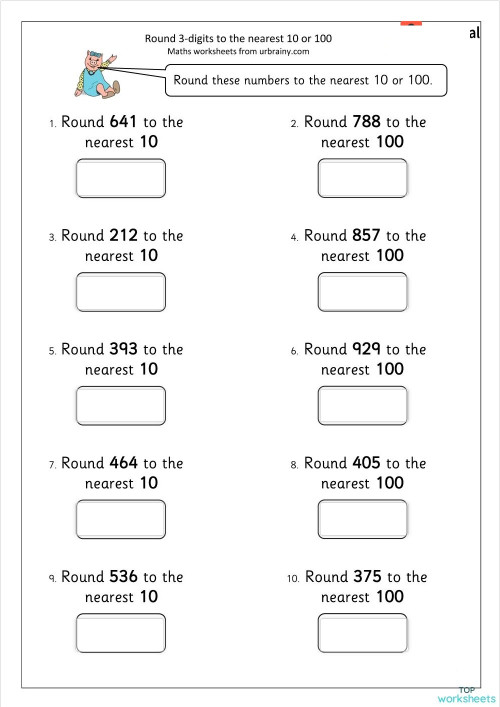 M_G02M04L18_WC01_Round off to 100 and 10. Interactive worksheet ...