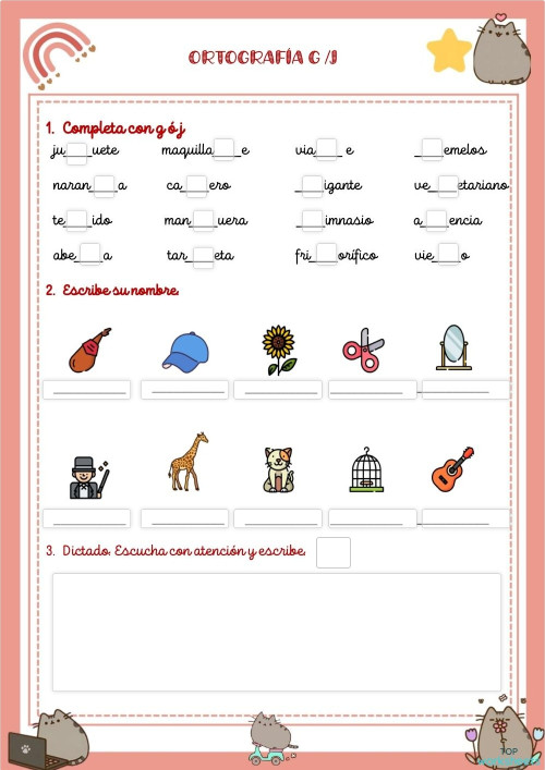ORTOGRAFÍA G/J. Ficha interactiva | TopWorksheets