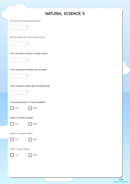 NATURAL SCIENCE 5. Ficha interactiva | TopWorksheets