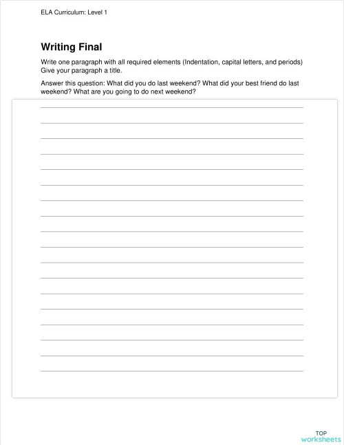 Writing A1. Interactive worksheet | TopWorksheets