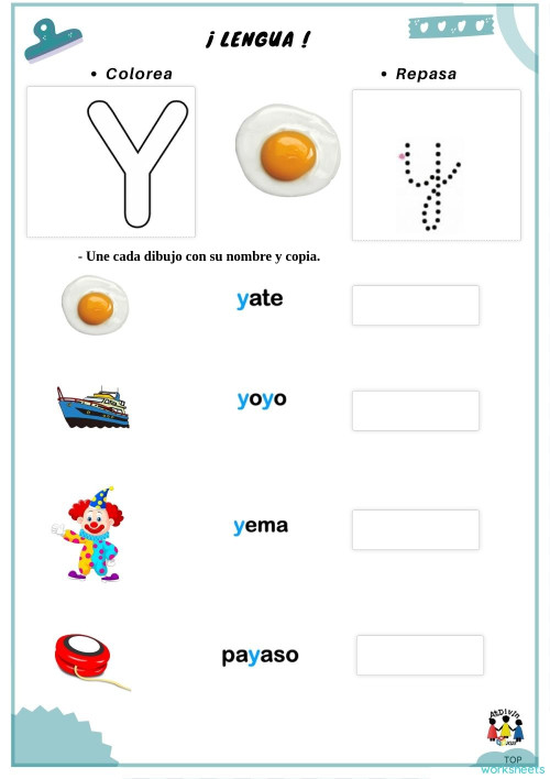 02- Fonema y1. Ficha interactiva | TopWorksheets