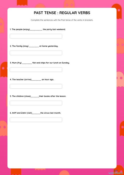 PAST TENSE : REGULAR VERBS. Interactive worksheet | TopWorksheets