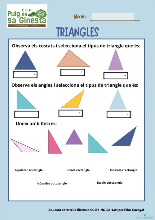 R8:Triangles. Fitxa interactiva | TopWorksheets