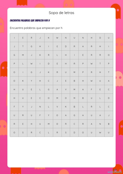Sopa de letras. Ficha interactiva | TopWorksheets