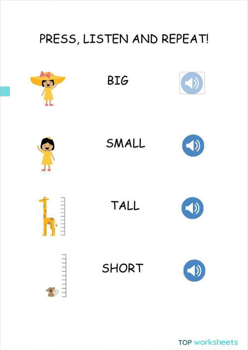 Describing opposite adjectives. Interactive worksheet | TopWorksheets