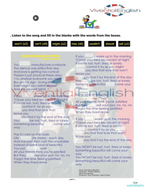 INTER 1 SONG. Interactive worksheet | TopWorksheets
