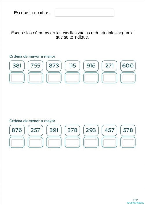 Mayor y menos. Ficha interactiva | TopWorksheets