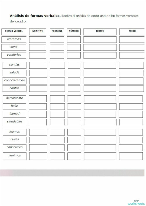 Verbos irregulares en español. Ficha interactiva | TopWorksheets