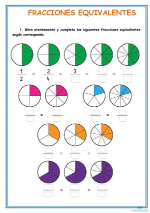 FRACCIONES EQUIVALENTES 3B. Ficha interactiva | TopWorksheets