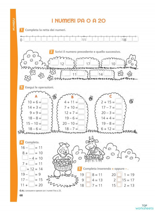 I numeri da 0 a 20 spiga. Scheda interattiva | TopWorksheets