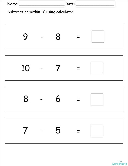 Substraction: interactive worksheets and online exercises | TopWorksheets