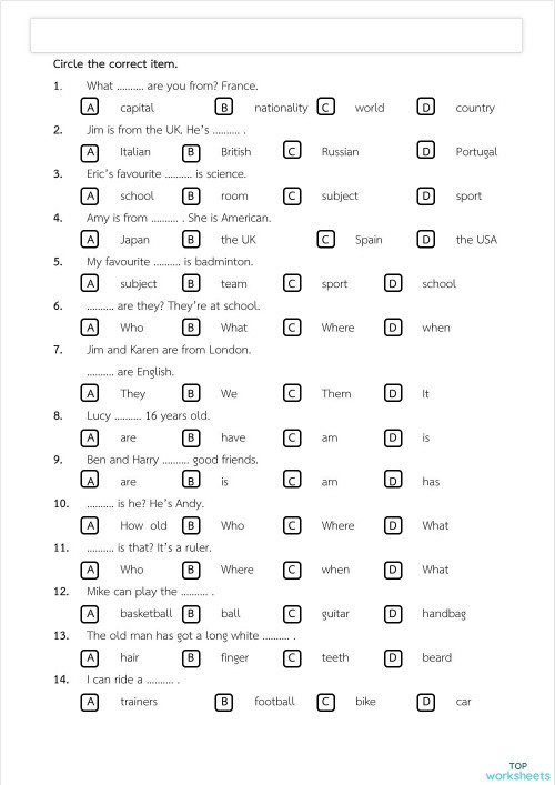 UASA Year 3 - Set 1. Interactive worksheet | TopWorksheets