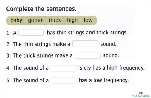 Sound and music part 5. Interactive worksheet | TopWorksheets
