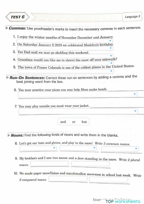 Language Test 6. Interactive worksheet | TopWorksheets