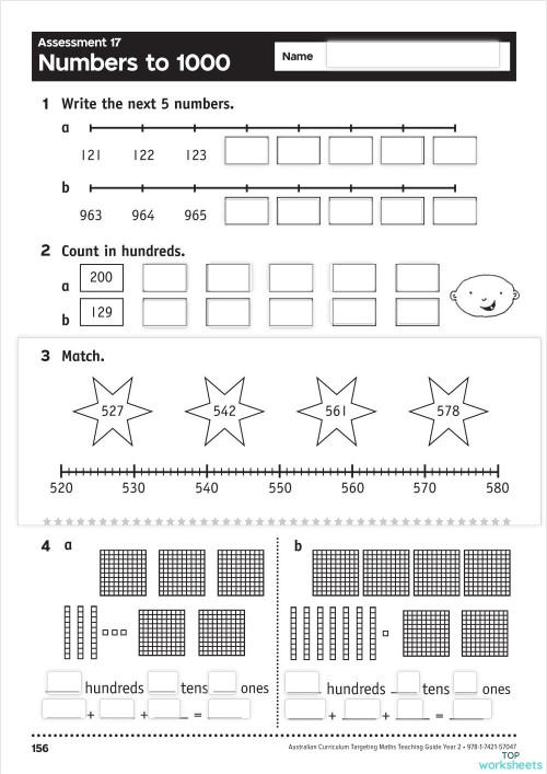 Assessment 17 Numbers to 1000. Interactive worksheet | TopWorksheets