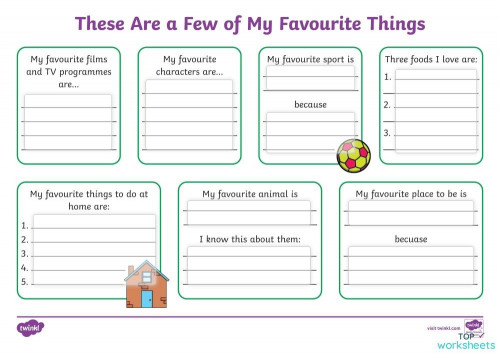 My Favourite Things Worksheet. Interactive worksheet | TopWorksheets