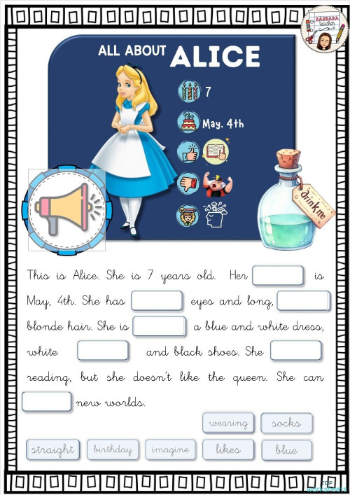 all about Alice. Interactive worksheet | TopWorksheets
