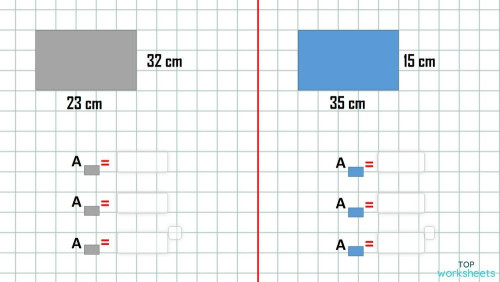 Área del rectángulo. Ficha interactiva | TopWorksheets