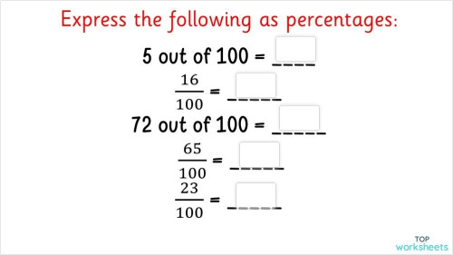 Express a part of a whole as a percentage. Interactive worksheet ...