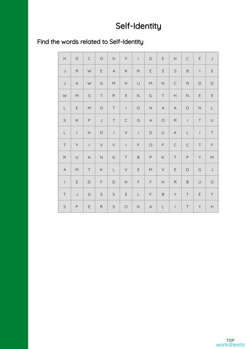 Self-Identity. Interactive worksheet | TopWorksheets