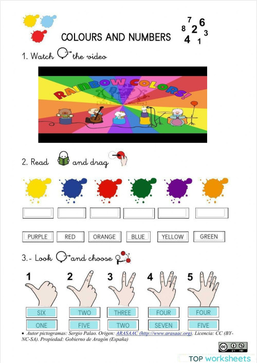Numbers and colours. Interactive worksheet | TopWorksheets