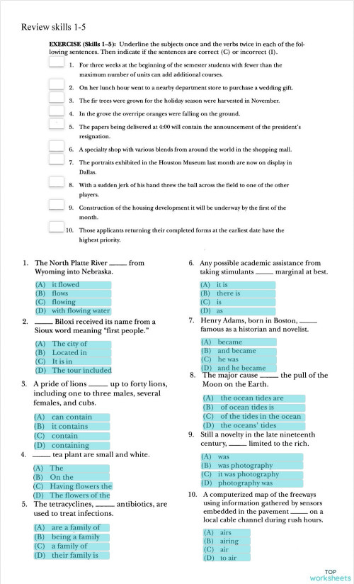 SK1-5-EXERCISE & TOEFL EXERCISE. Interactive worksheet | TopWorksheets