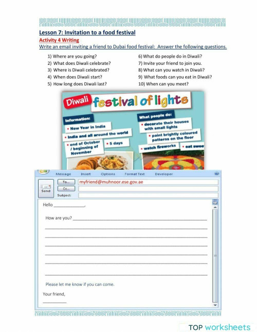 Access 8 - Festivals - Invitation to a festival - L 7 - Act 4 Diwali ...