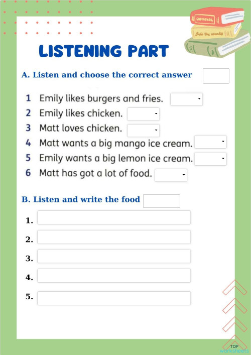 LISTENING EXERCISE. Interactive worksheet | TopWorksheets