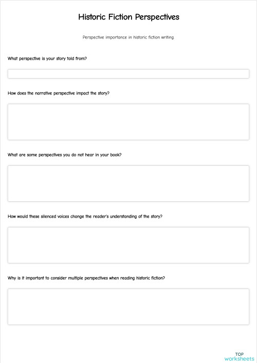 Historic Fiction Perspectives. Interactive worksheet | TopWorksheets