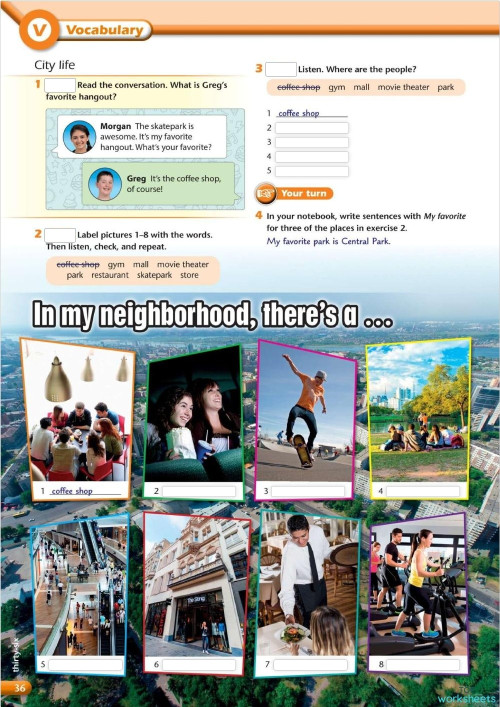 City life (vocabulary). Interactive worksheet | TopWorksheets
