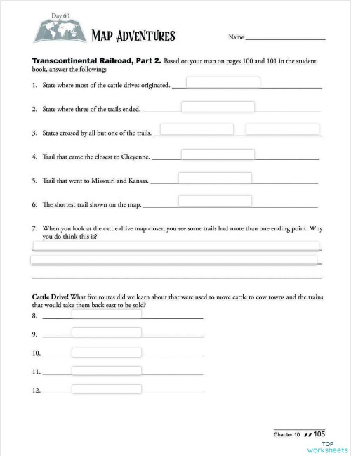 Chapter 10: Map Adventures Pg 105. Interactive worksheet | TopWorksheets