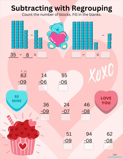 Subtracting with Regrouping II. Interactive worksheet | TopWorksheets