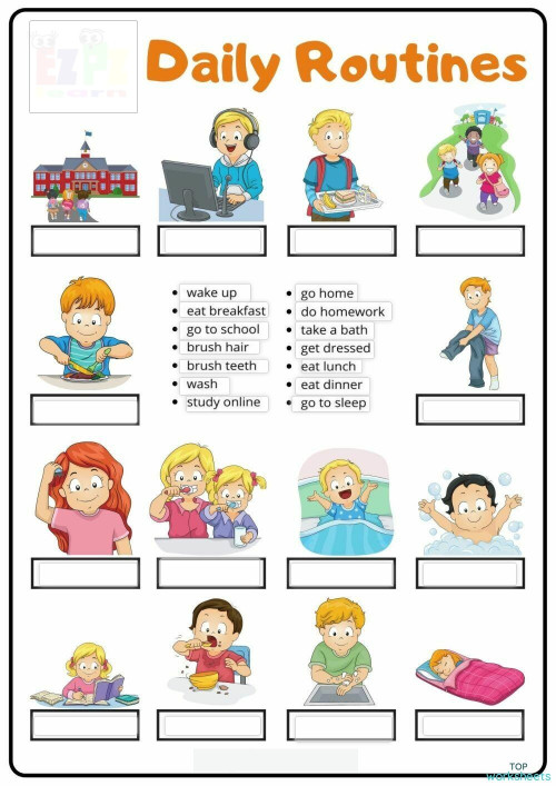 Daily routines. Scheda interattiva | TopWorksheets