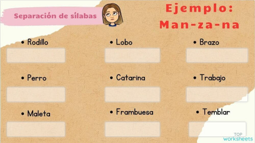Separa las sílabas. Ficha interactiva | TopWorksheets