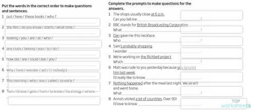 practicing questions. Interactive worksheet | TopWorksheets