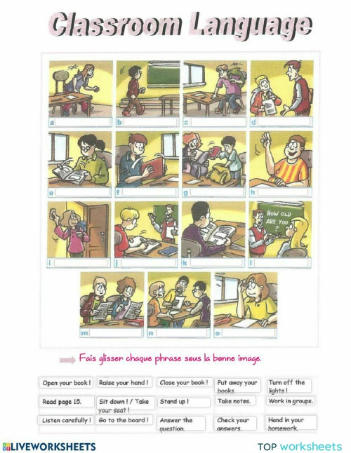 Classroom Language Interactive Worksheet