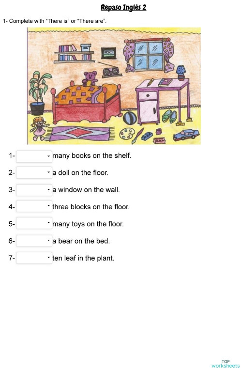 THERE IS- THERE ARE AND PREPOSITIONS OF PLACE. Ficha interactiva ...