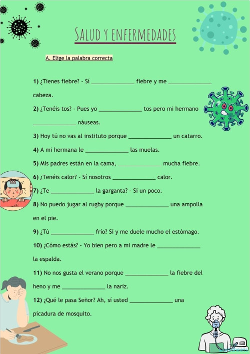 Salud y enfermedades. Ficha interactiva | TopWorksheets