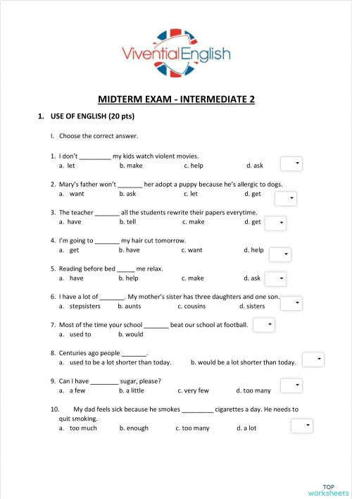 midterm int2. Ficha interactiva | TopWorksheets