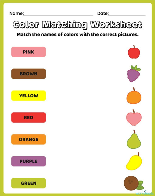 colors vocabulary matching. Interactive worksheet | TopWorksheets